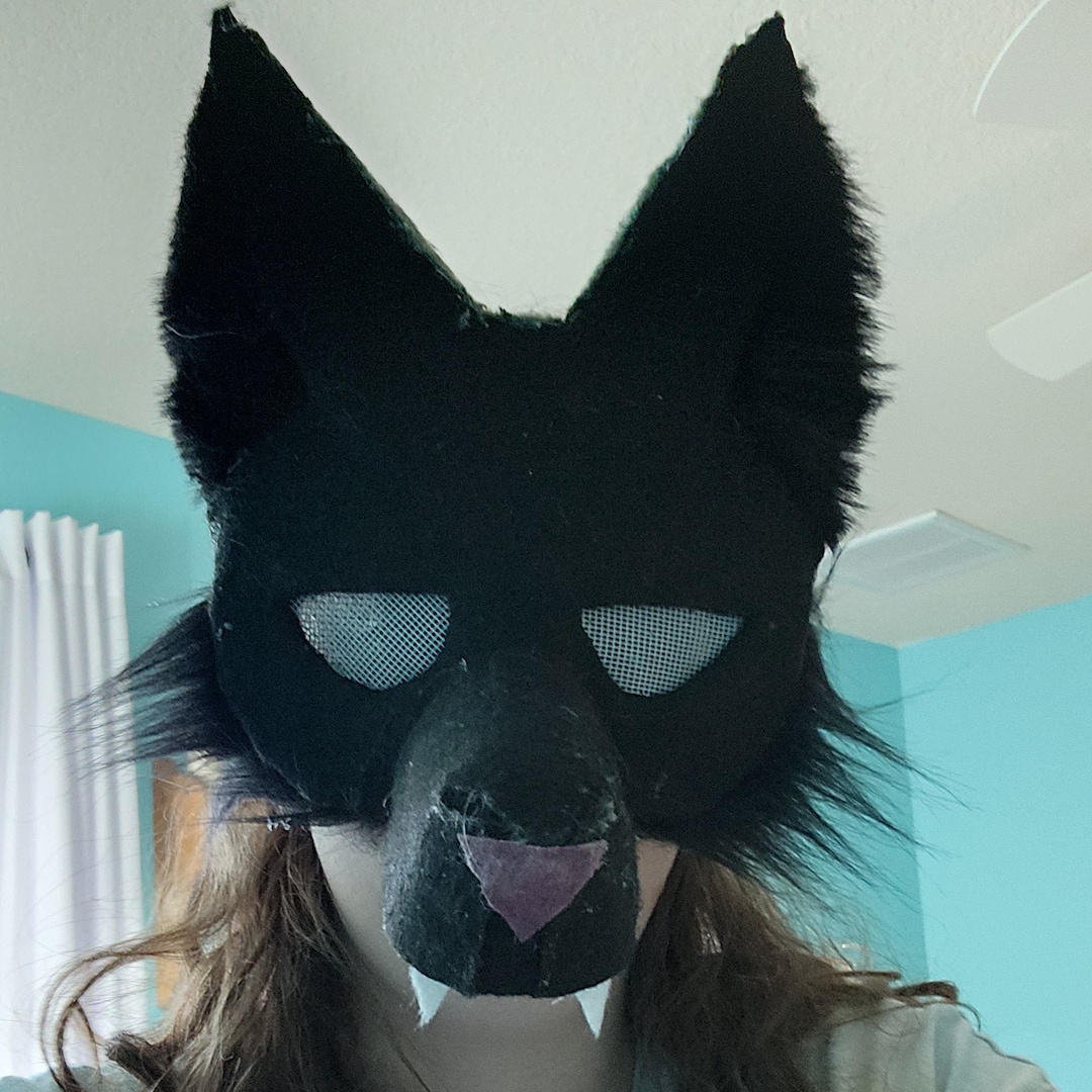 Black Wolf Mask - Etsy