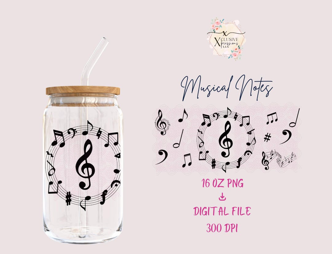 Musical Notes PNG, Music 16oz Uvdtf, Band Gift Libbey Cup, Music ...