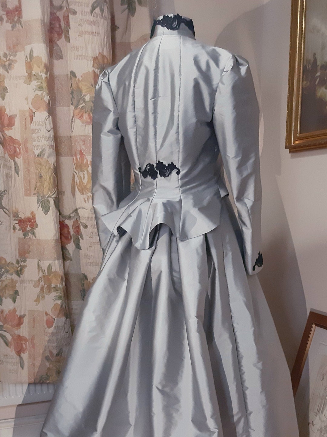 Victorian Bolero Jacket, Taffeta Jacket With Black Lace - Etsy