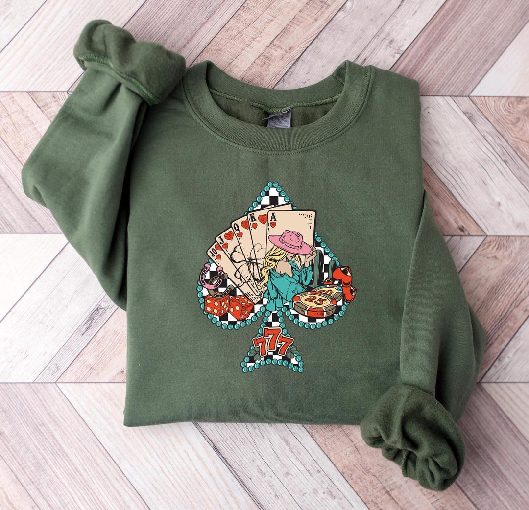 Ace Card Cowboy Sweatshirt, Cowboy Western Sweatshirt, Poker Card ...