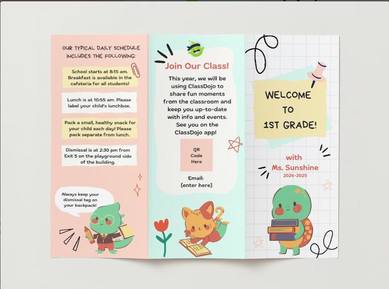 Editable Welcome Back to School Pamphlet, First Day of School Parent ...