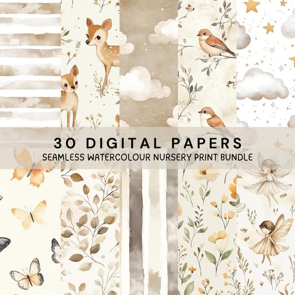 100 Pastel Watercolor Digital Papers, Pastel Nursery Colors, Digital ...