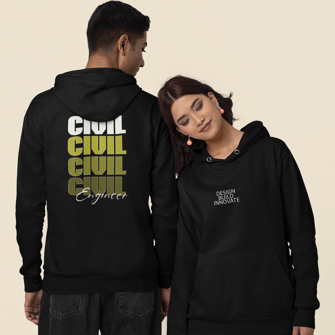 Civil Engineer Hoodie / Design Build Innovate / Yellow Modern and ...