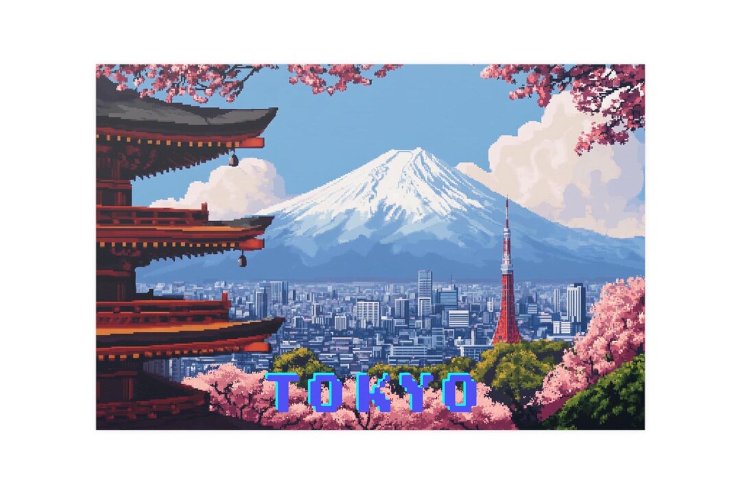 8-bit Tokyo Travel Poster, Retro Pixel Art Skyline, Vintage Wall Decor ...