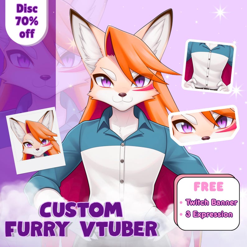 Custom Furry Vtuber Model, Live2d Rigging, Anthro Artwork Commission ...