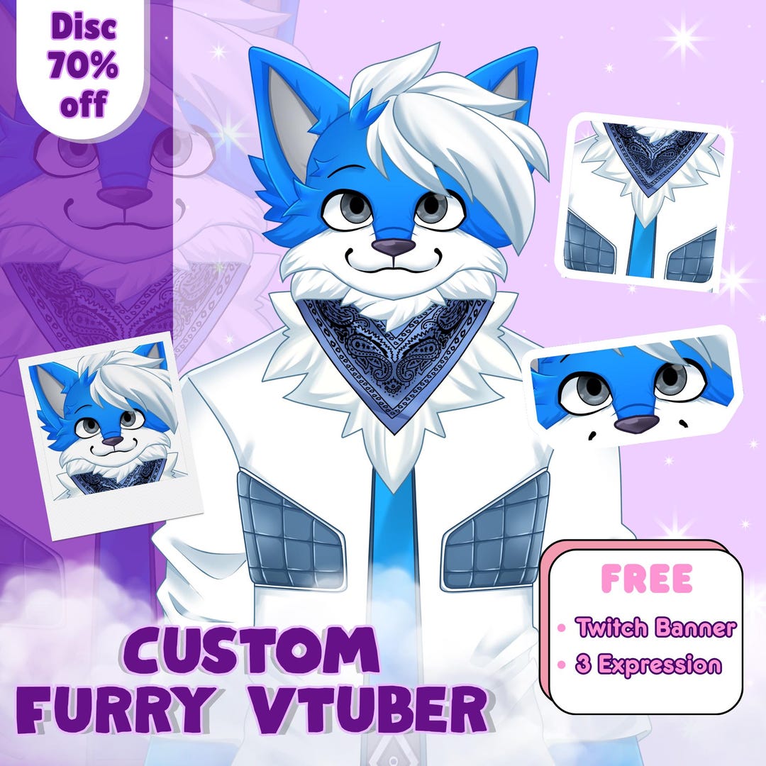 Custom Furry Vtuber Model, Live2d Rigging, Anthro Artwork Commission ...