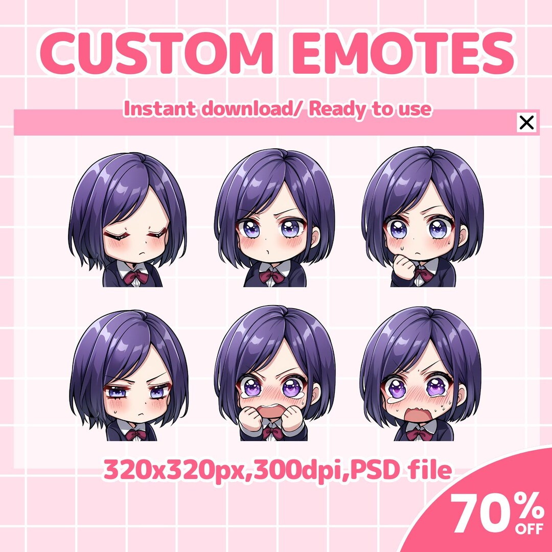 Custom Emotes for Streaming Cute Chibi Emotes Custom Emotes Twitch ...