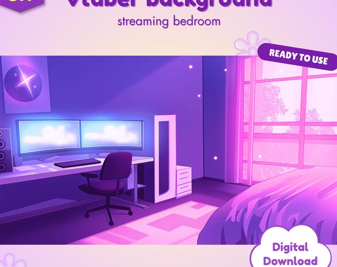 Simple Vtuber Background + Desk | Day - Night - Pastel | Twitch ...