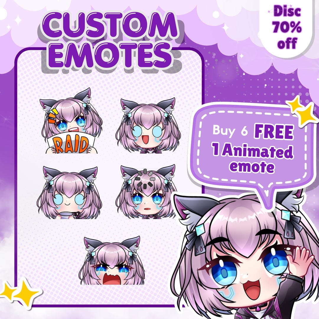 Custom Animated Chibi Emotes, Animated Twitch Emote Set, Static Emoji ...
