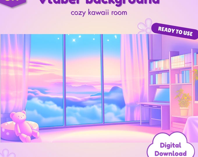 Simple Vtuber Background + Desk | Day - Night - Pastel | Twitch ...