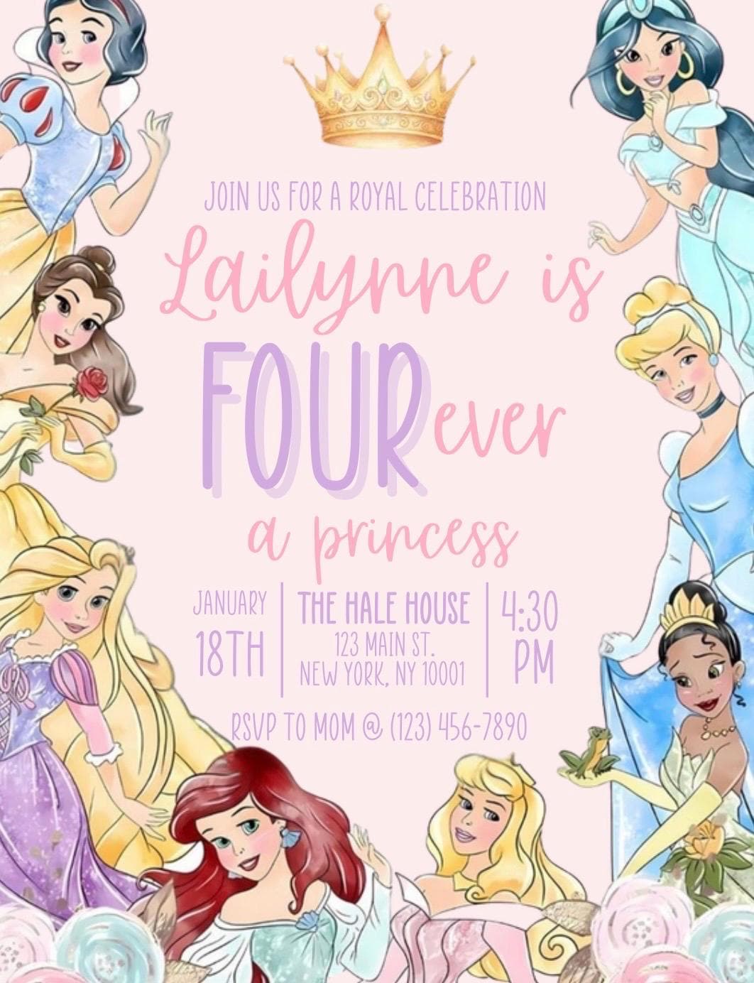 Fourever a Princess Digital Birthday Invitation - Etsy