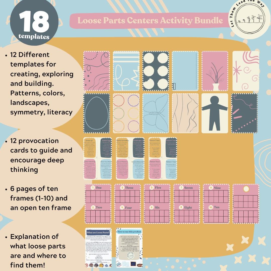 Loose Parts Play Centers Activities: Template Mats, Labels and ...