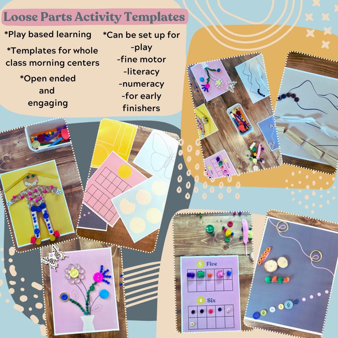 Loose Parts Play Centers Activities: Template Mats, Labels and ...