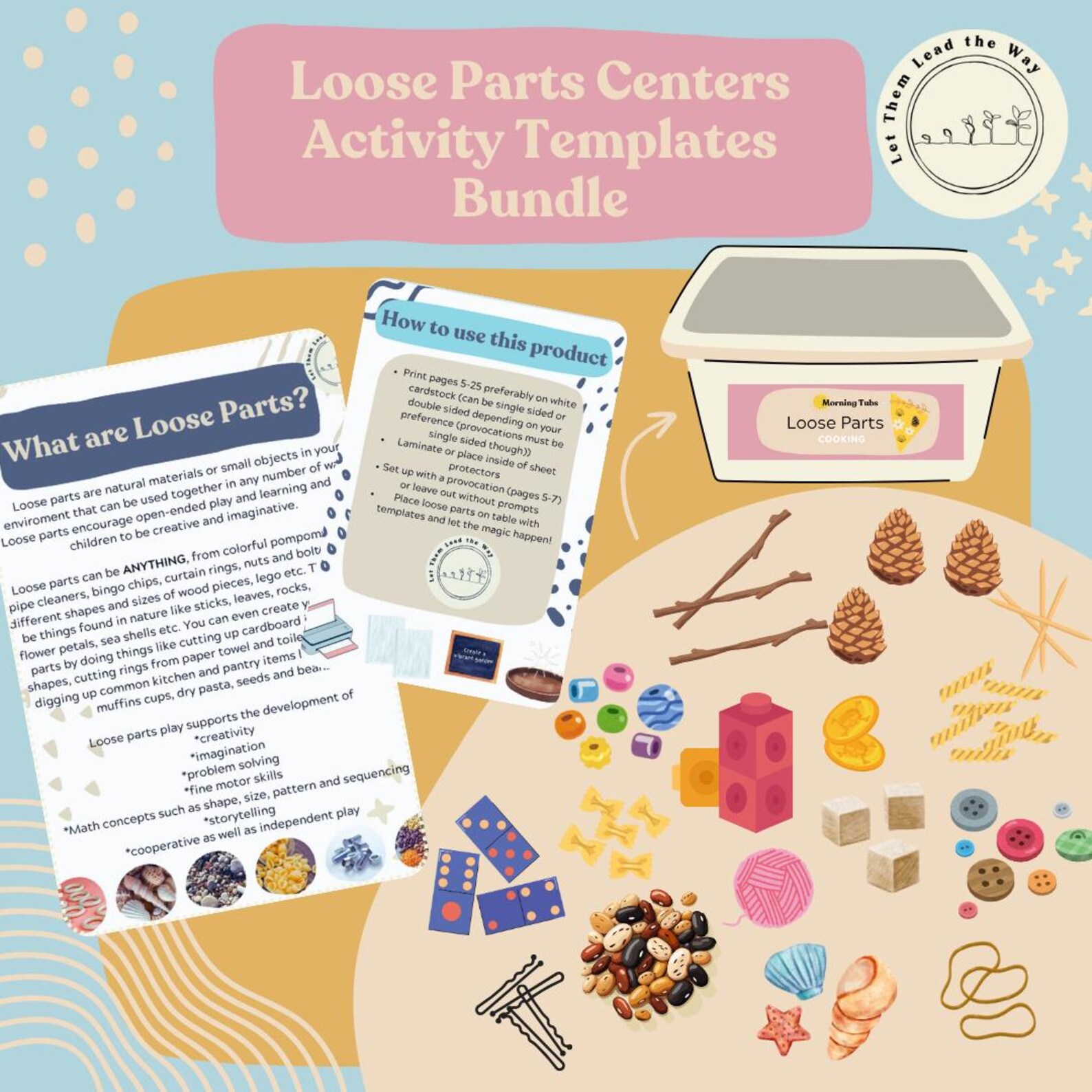 Loose Parts Play Centers Activities: Template Mats, Labels and ...