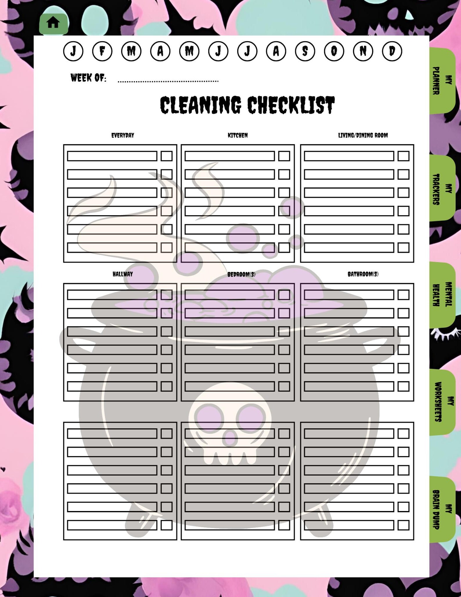 Pastel Goth-themed ADHD Planner + Self-care Add-on Bundle: 97-page ...