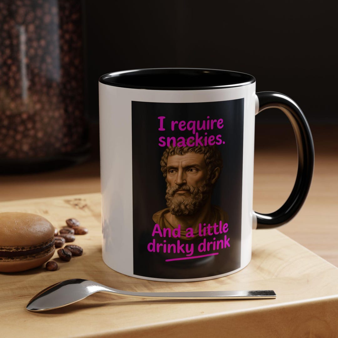 Roman Bust Mug, Funny Snackies Drinky Drink Coffee Cup, Black Ceramic ...