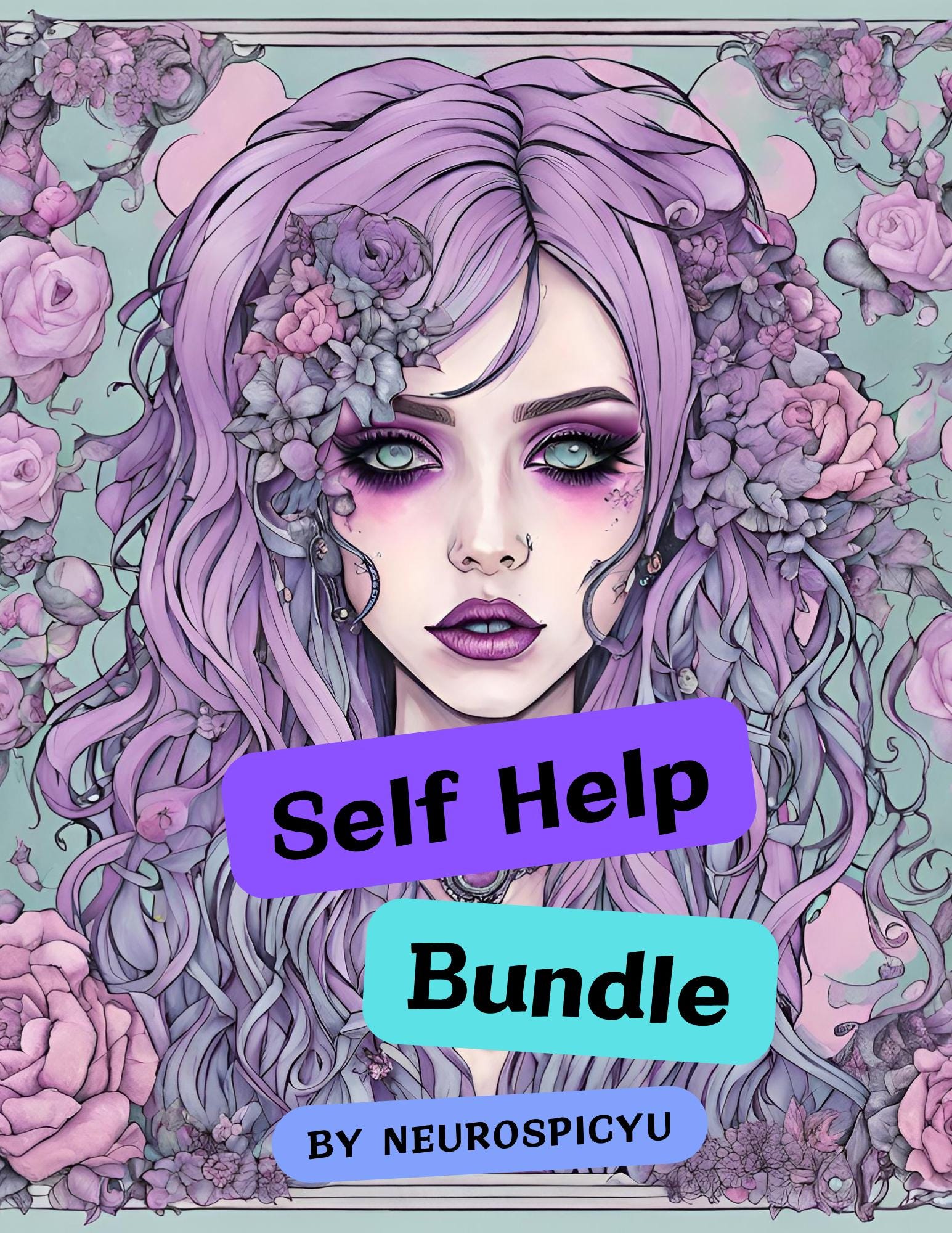 Pastel Goth-themed ADHD Planner + Self-care Add-on Bundle: 97-page ...