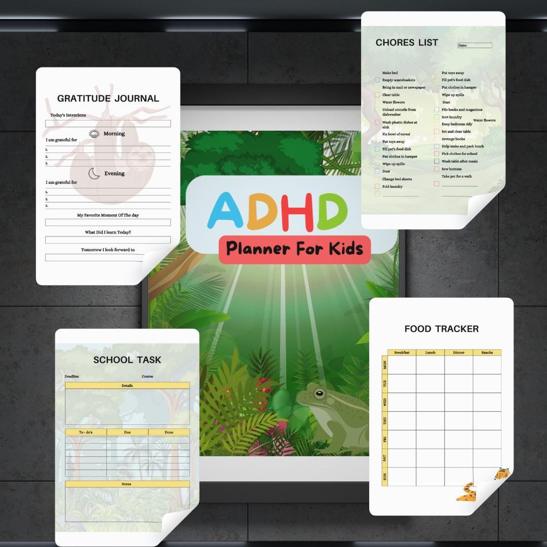 Jungle-themed ADHD Planner for Kids | Printable Daily Routine & Chore ...