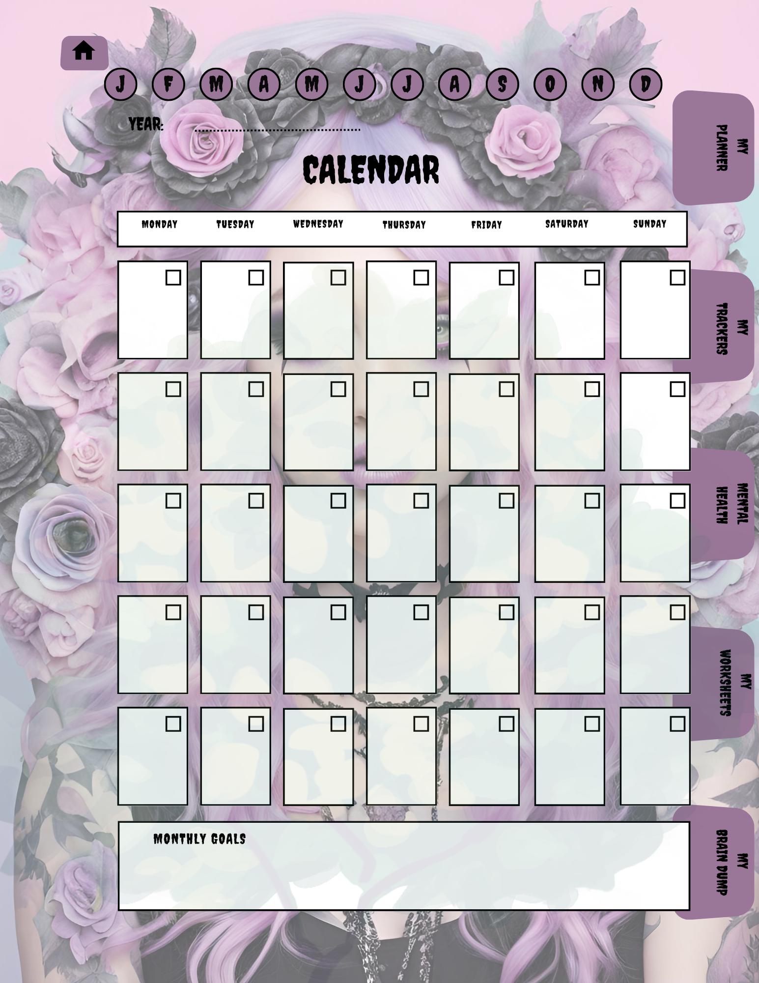 Pastel Goth-themed ADHD Planner + Self-care Add-on Bundle: 97-page ...