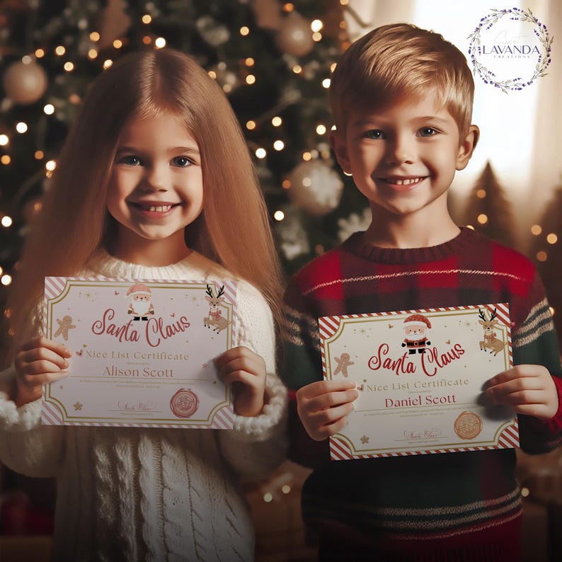 Editable Kids Santa's Nice List Official Certificate Template Award ...