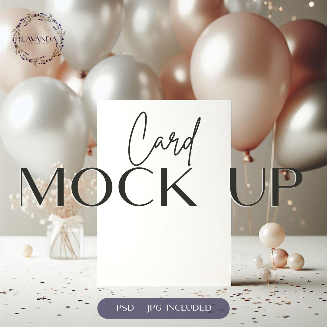 Digital Birthday Party Invitation Card Mock Up, Greeting Card Mockup ...