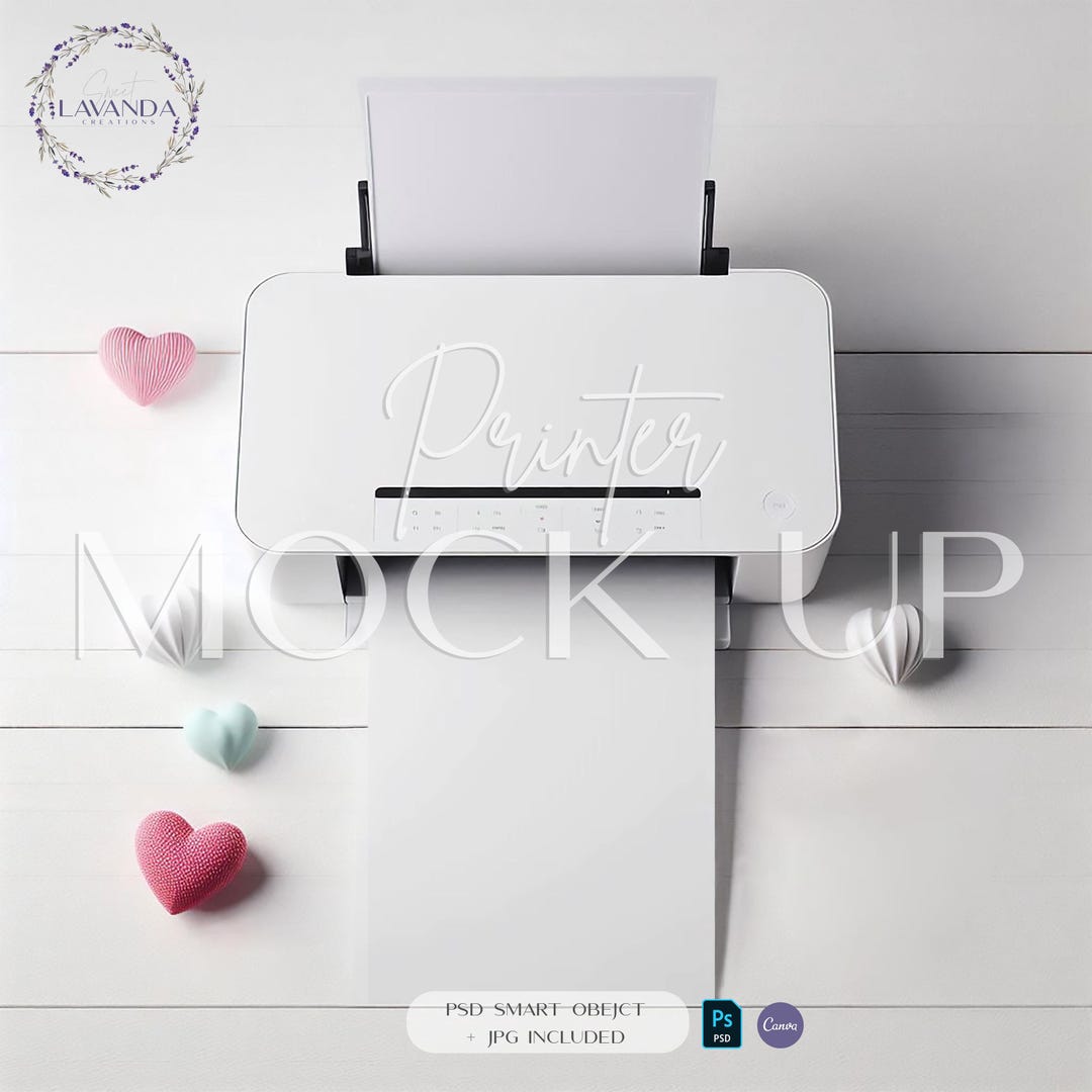 Valentines White Modern Printer Mock up Minimalist Printer Printing 8 ...