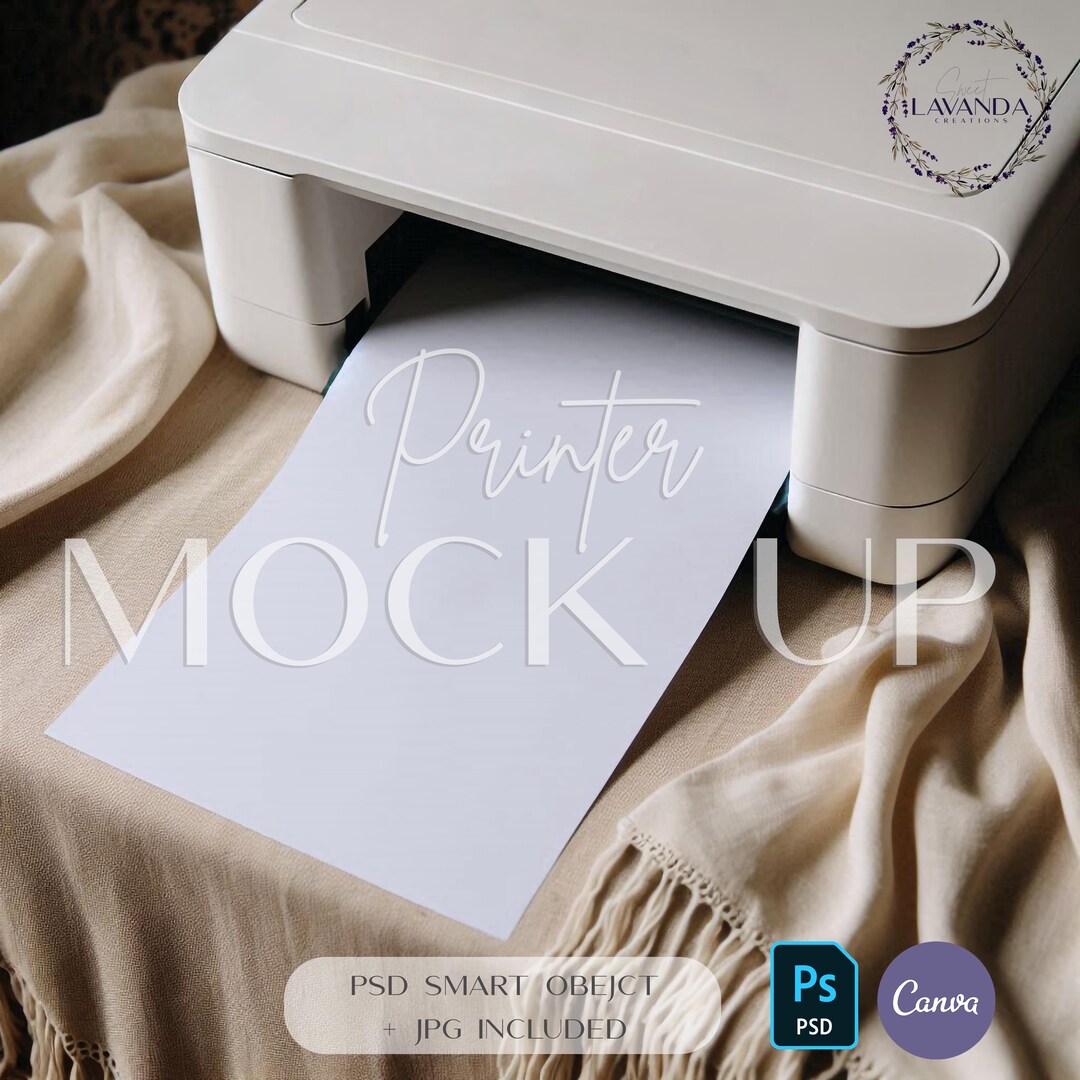 White Printer Mockup: Minimalist Room Setting (PSD, JPG, Canva) - Etsy
