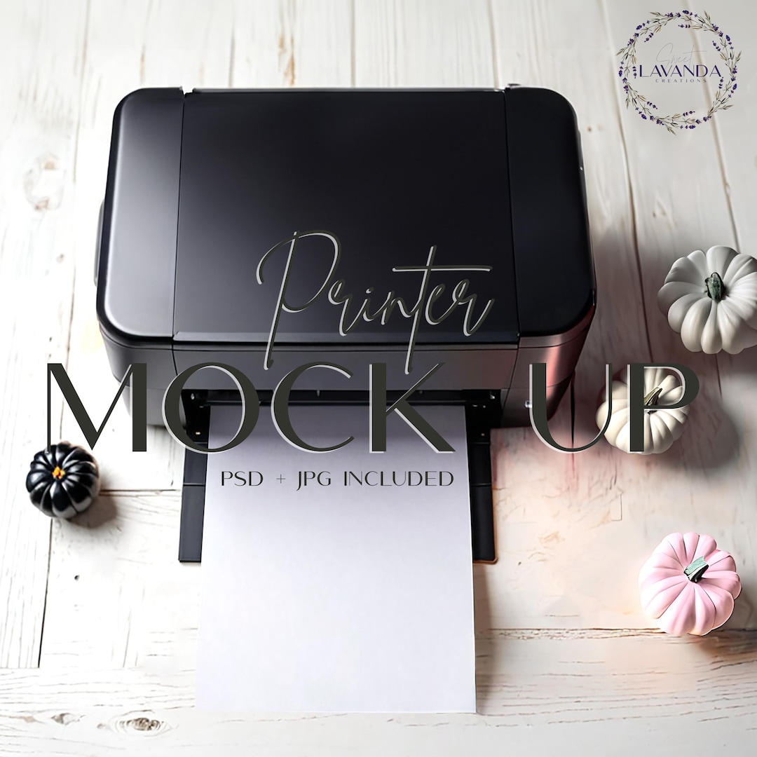 Realistic Black Printer Mockup | PSD + JPG Digital Download | Smart ...