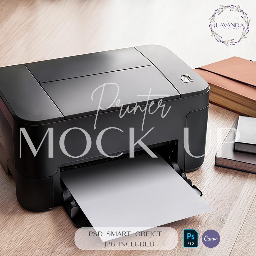Digital Download Black Printer Mock Up, Desk Printer Printing Blank ...