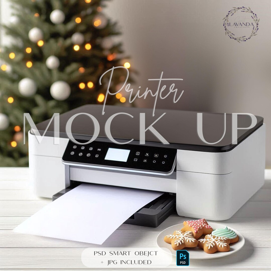 Digital White Christmas Printer Mock up Xmas Printer Printing Letter ...