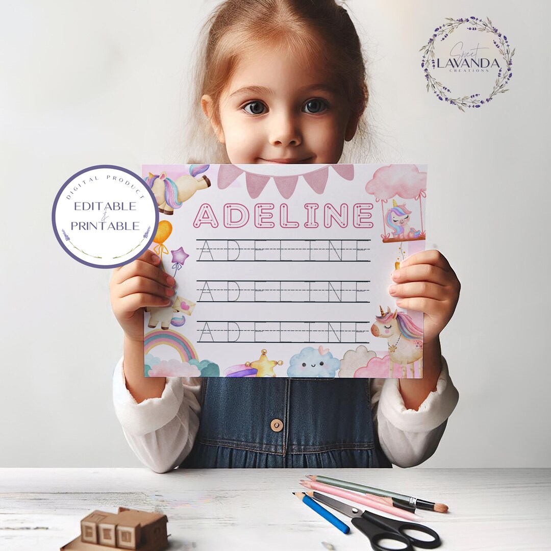 Kids Name Tracing Printable Preschool Editable Learning Teacher School ...