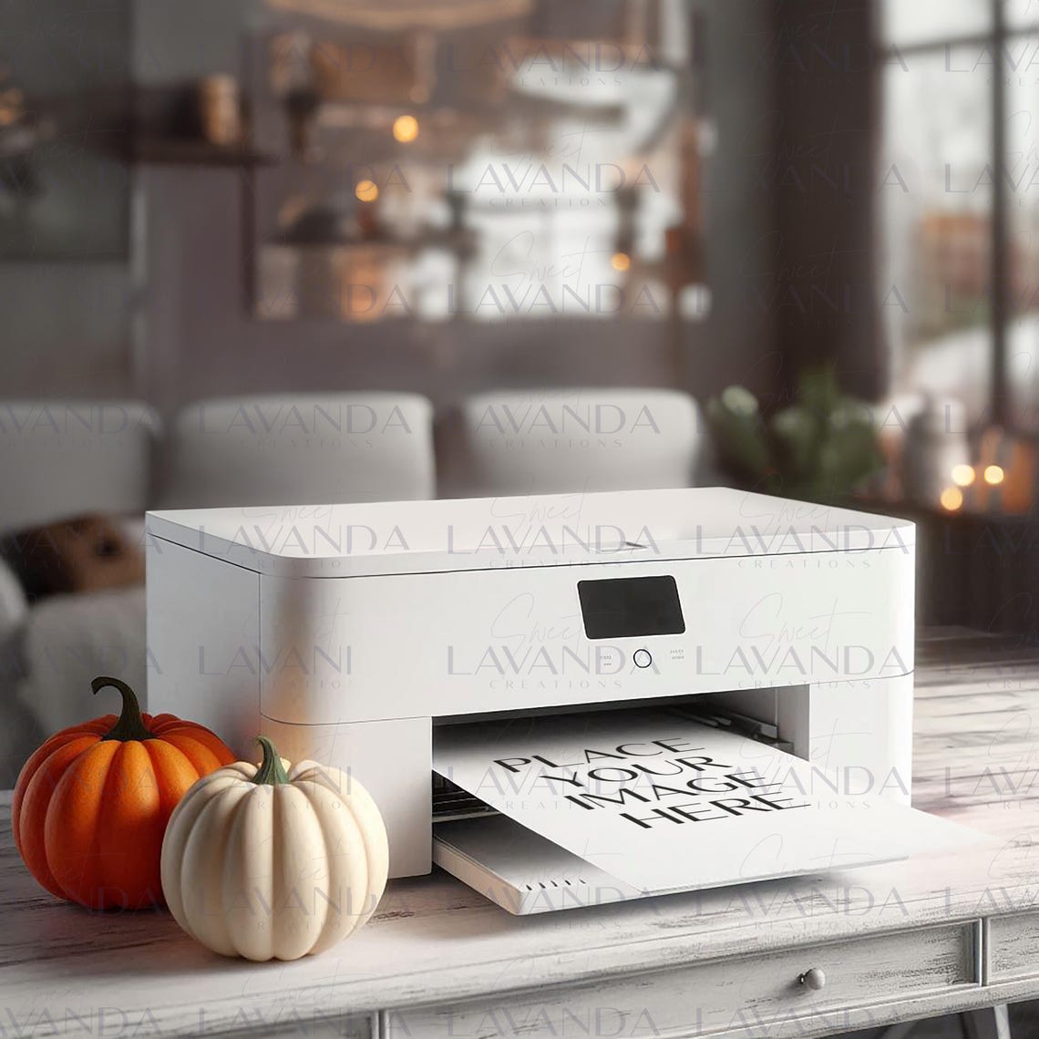 White Printer Fall Mockup, Printing Mock up Room Setting Home Printer ...