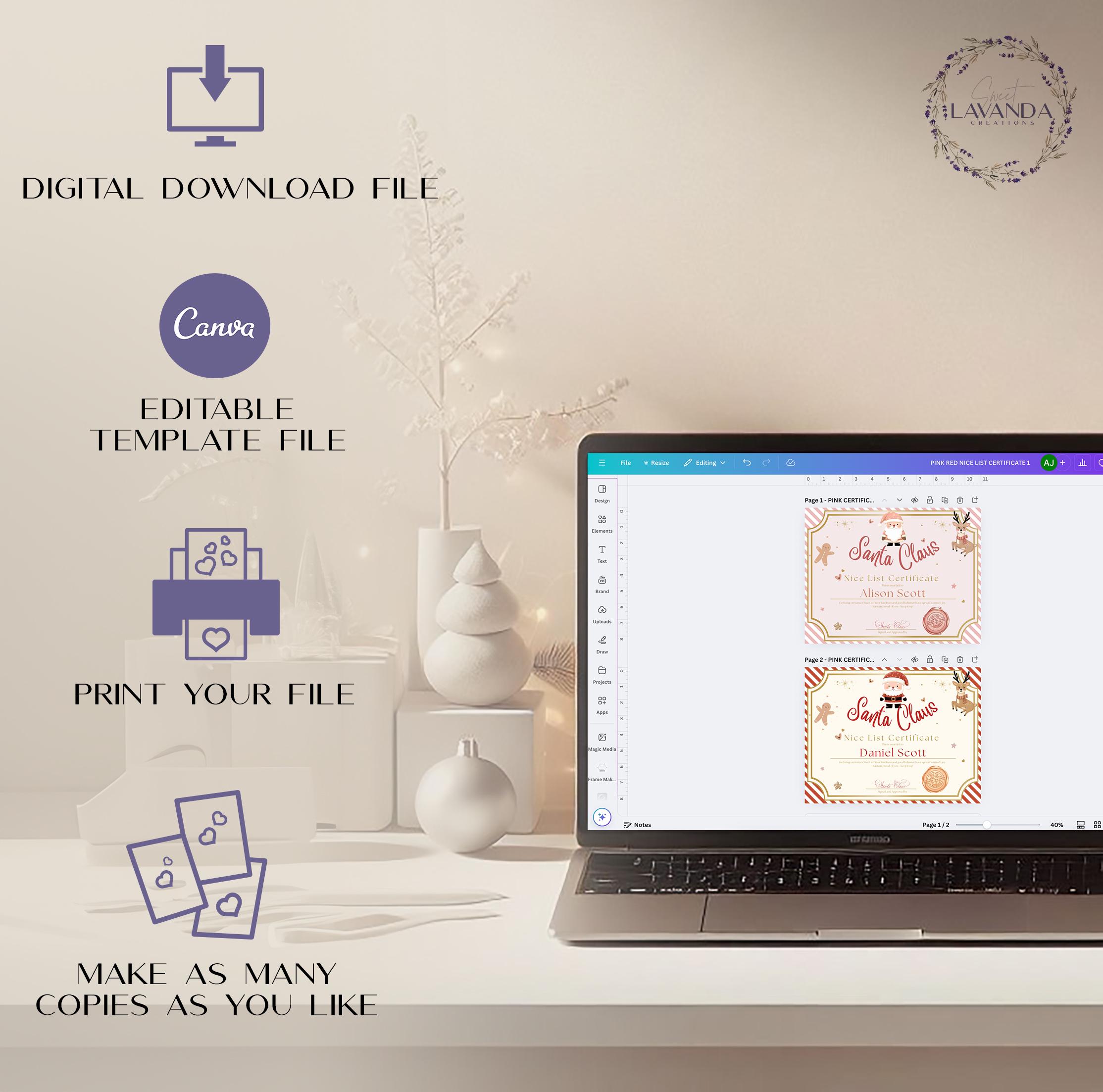 Editable Kids Santa's Nice List Official Certificate Template Award ...