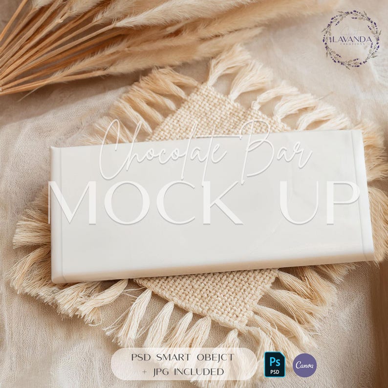 White Chocolate Bar Wrapper Mockup Wedding Favor Chocolate Label Mock ...