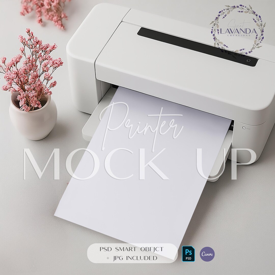 Digital Pretty Printer Mock up Desk Printer Printing 8.5x11 Letter ...