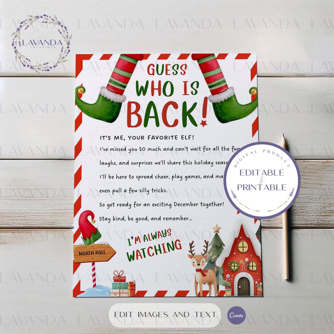 Elf is Back Letter Editable Template Welcome Customizable Elf Message ...