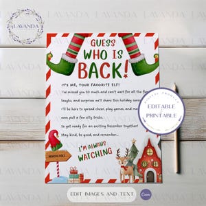 Elf is Back Letter Editable Template Welcome Customizable Elf Message ...