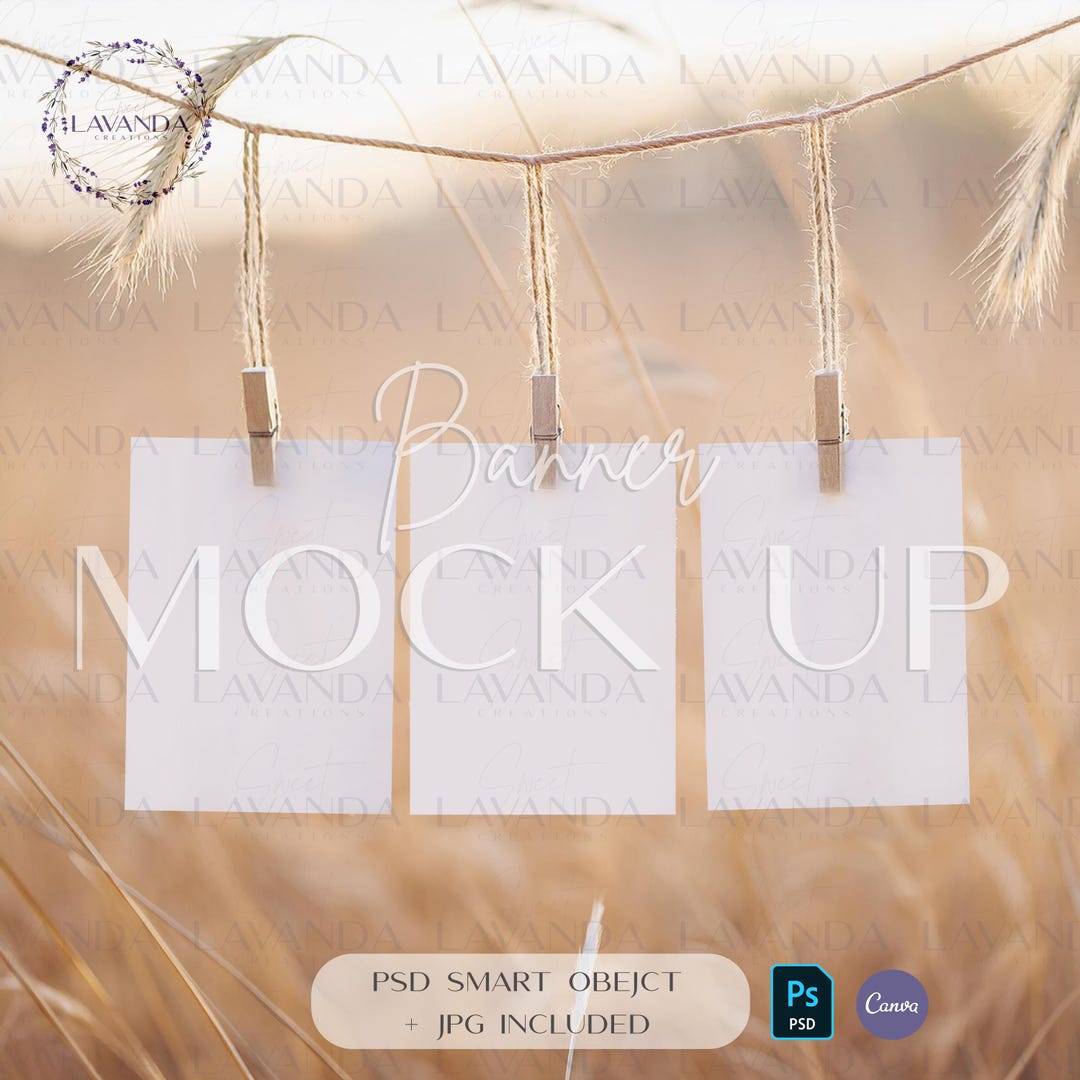 Boho Garland Digital Mockup 5x7 One Birthday Banner Bunting Mock up ...