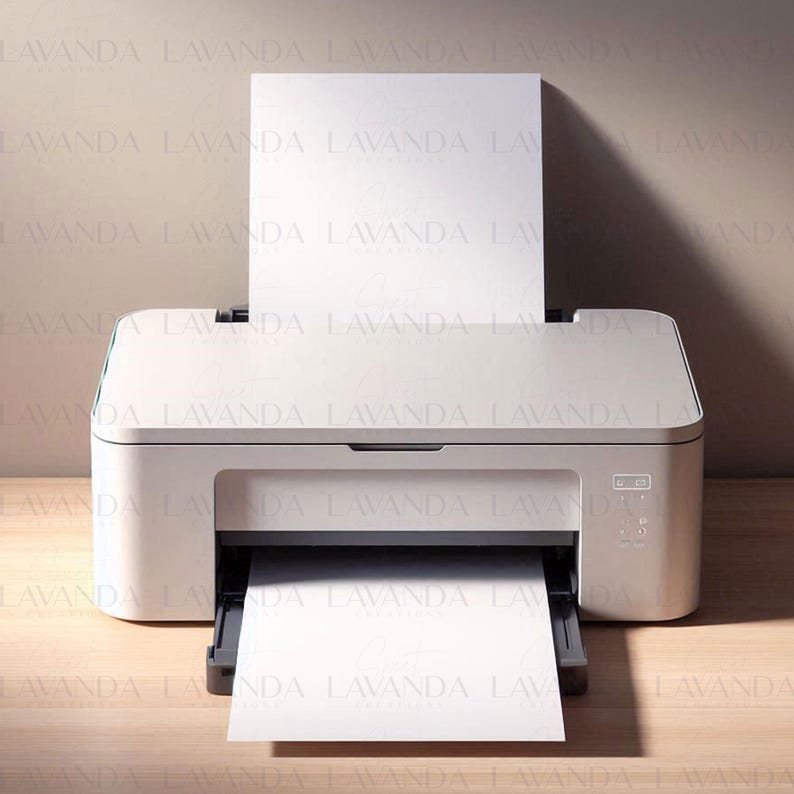White Printer Mock up Minimalist Desk Printer Printing Blank Letter 8 ...
