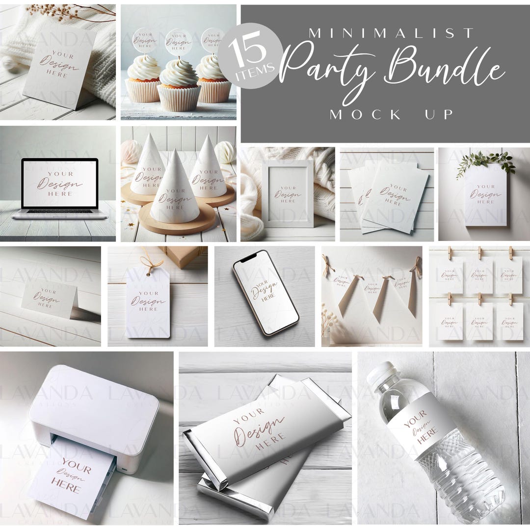 Neutral Party Mockup Bundle: Editable PSD & Canva Event Mockups - Etsy