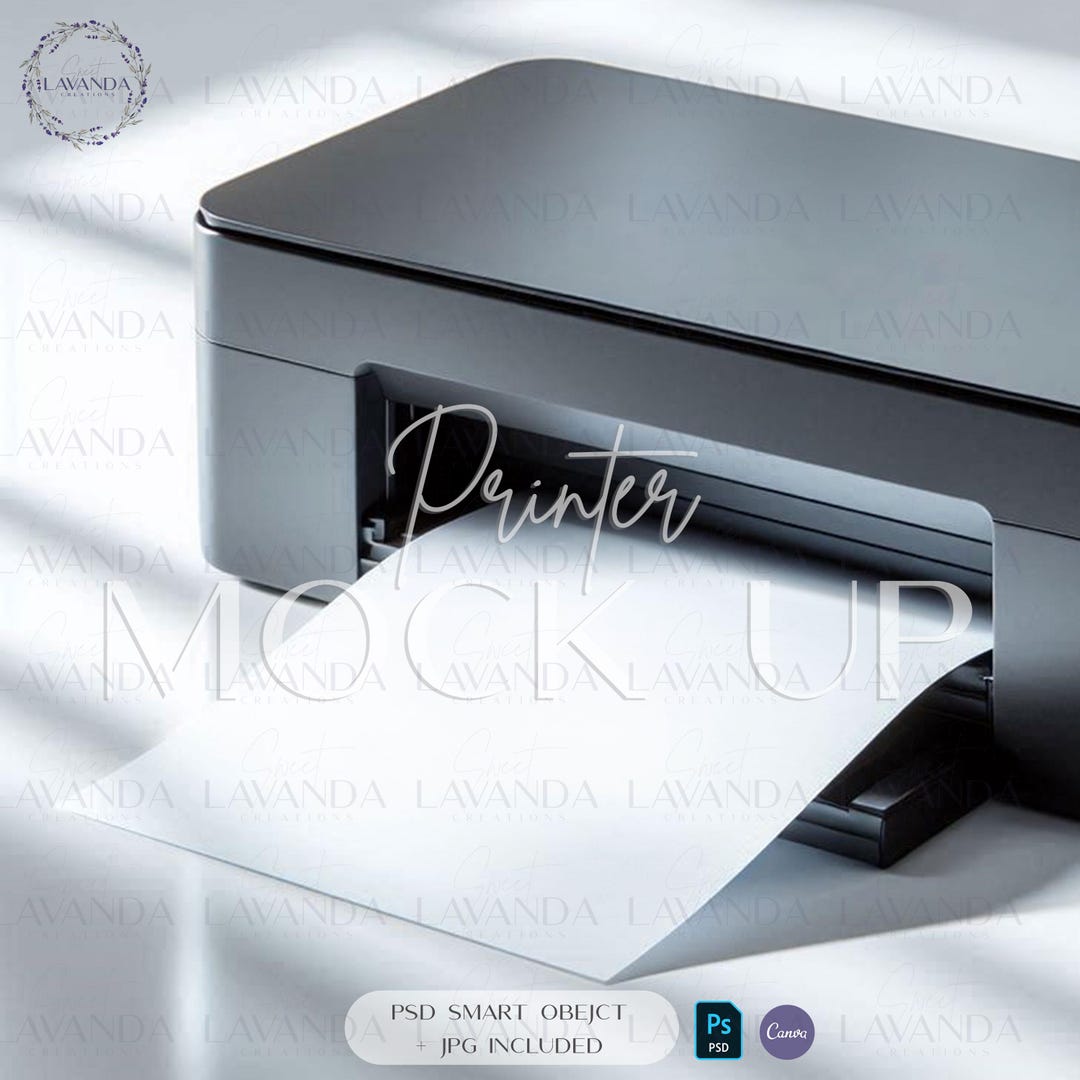 Black Printer Printing Letter Size Paper Mockup Home Printer Mock up ...