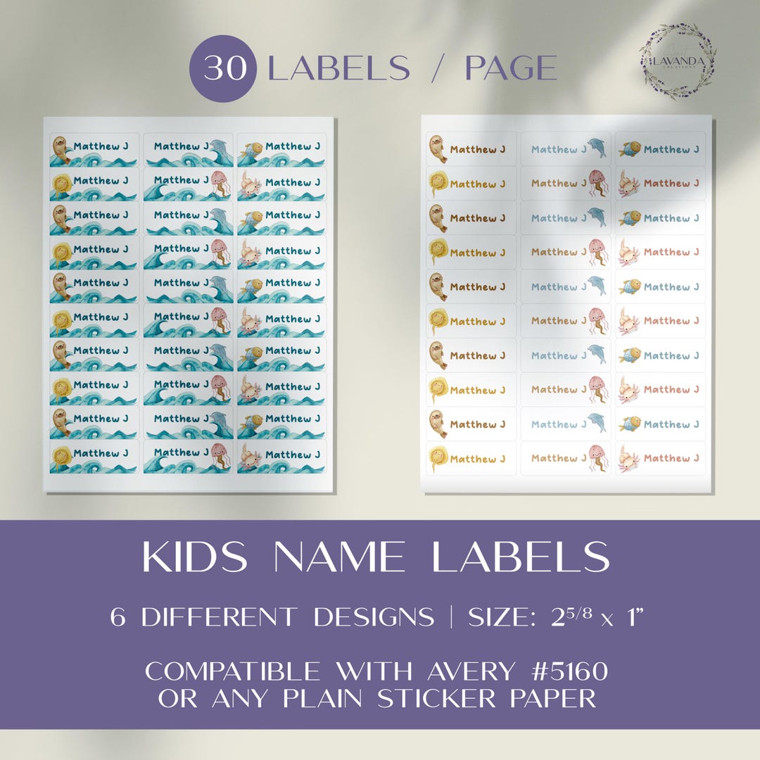 Kids Custom Name Labels Digital Download Personalized Name Sticker ...