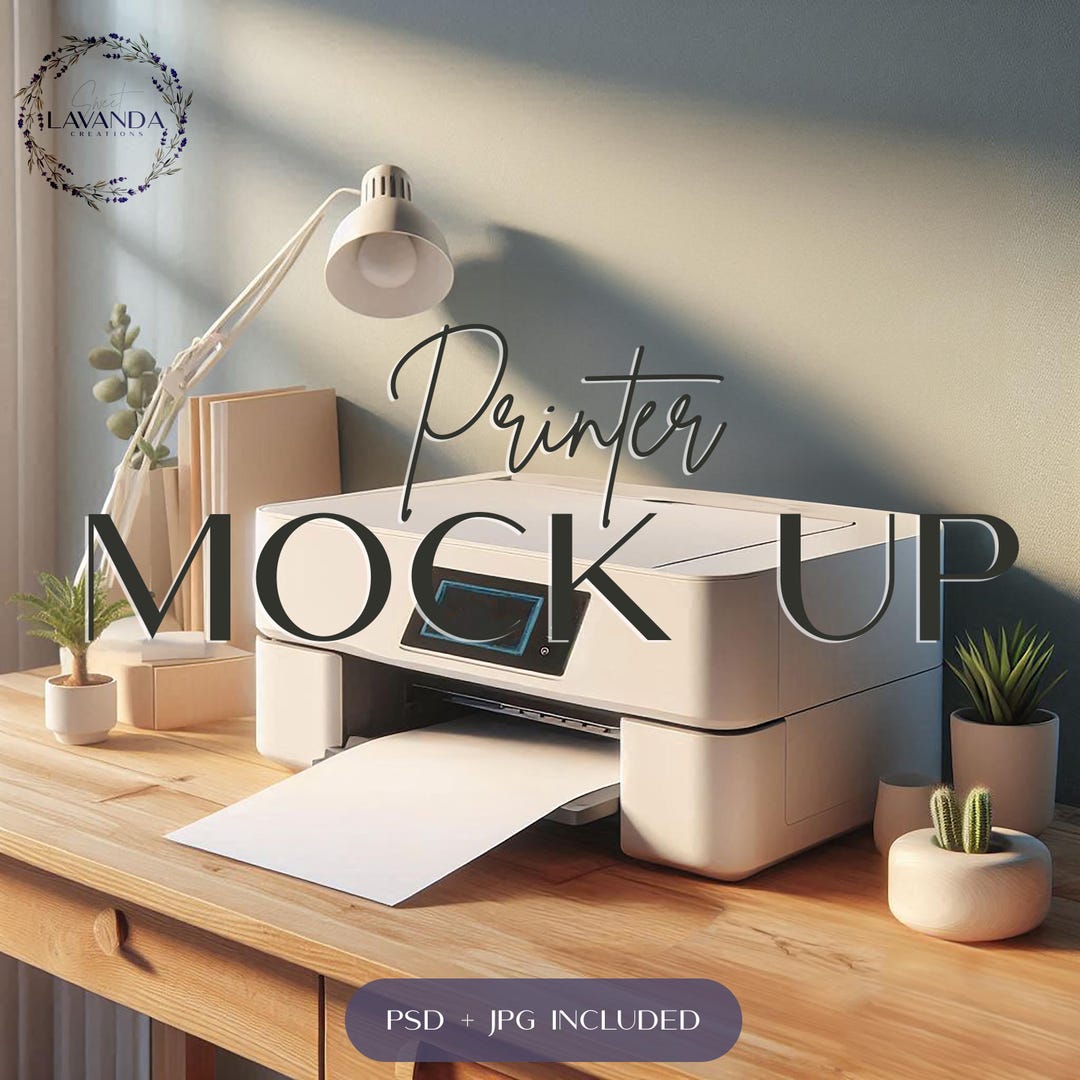 White Printer Mockup, Home Printer Printing Paper Mock Up, Minimalist ...