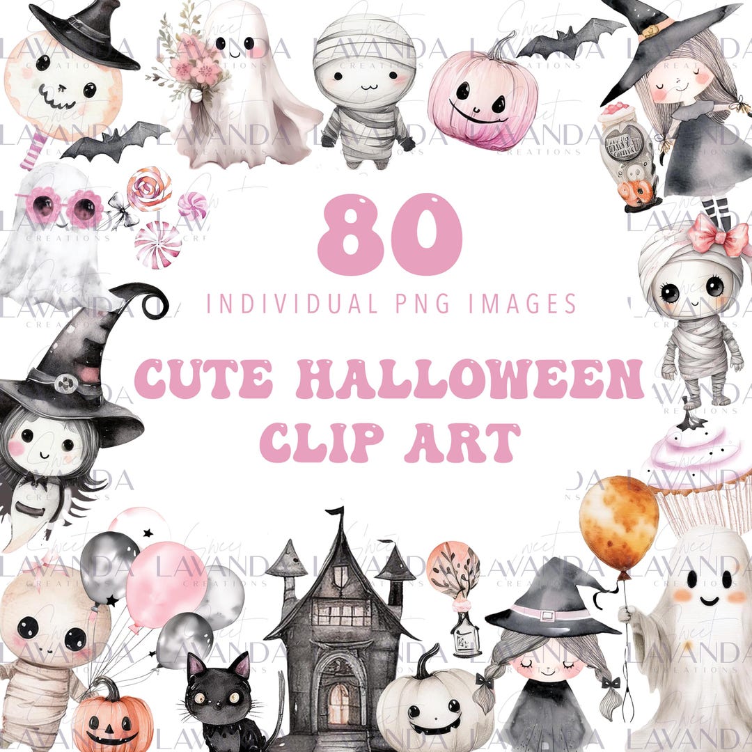 Cute Halloween Watercolor Clipart Bundle, Ghost, Witch (digital ...