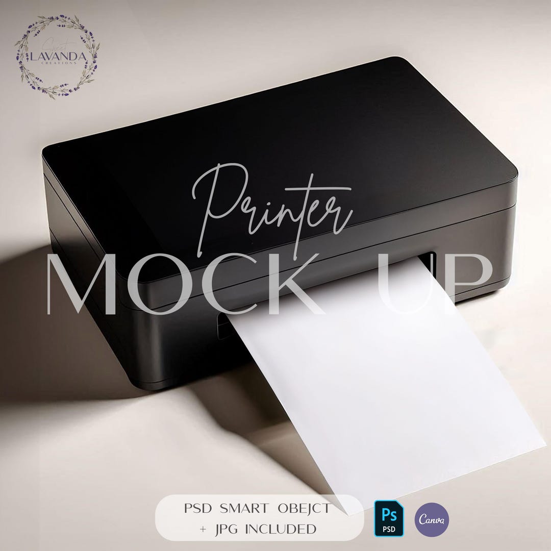 Black Printer Mockup: Editable PSD + Canva Template (digital Download ...