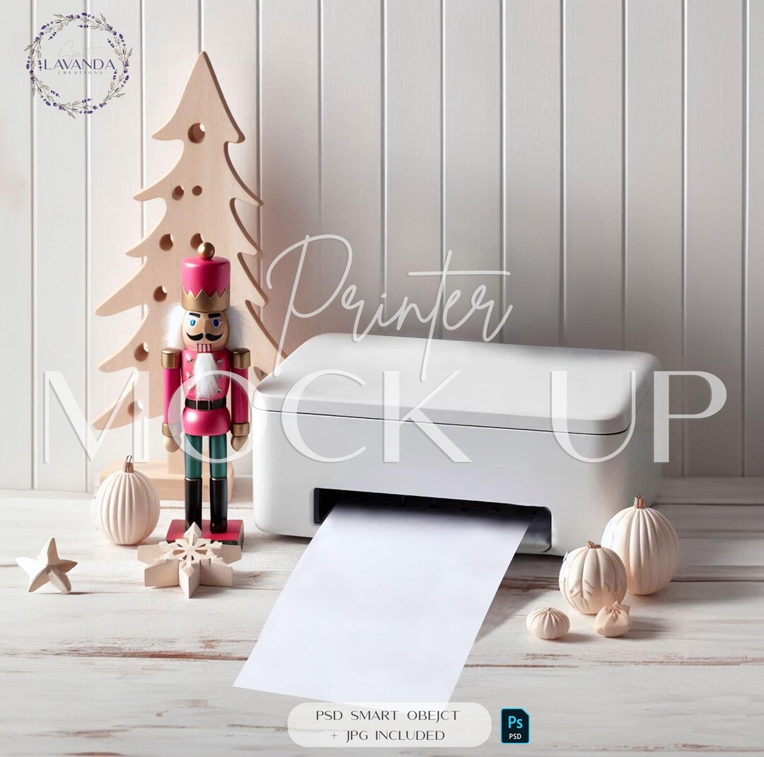Digital White Christmas Printer Mock up Xmas Nutcracker Printer ...