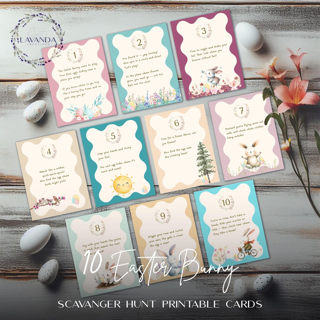Easter Bunny Scavenger Hunt Printable Easter Bunny Treasure Hunt Egg ...