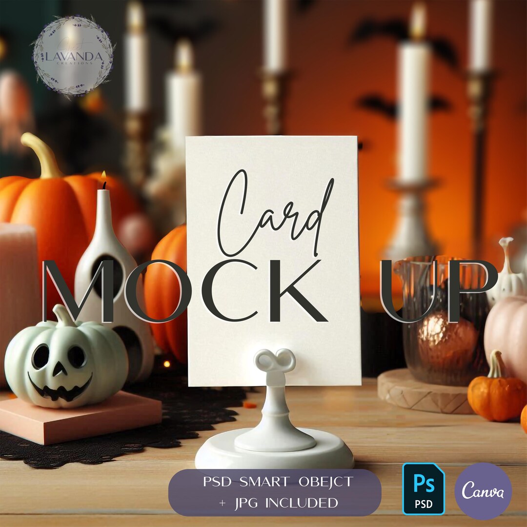 Halloween Party Invitation Card Mock Up, Invite Card Mockup, Stationery ...
