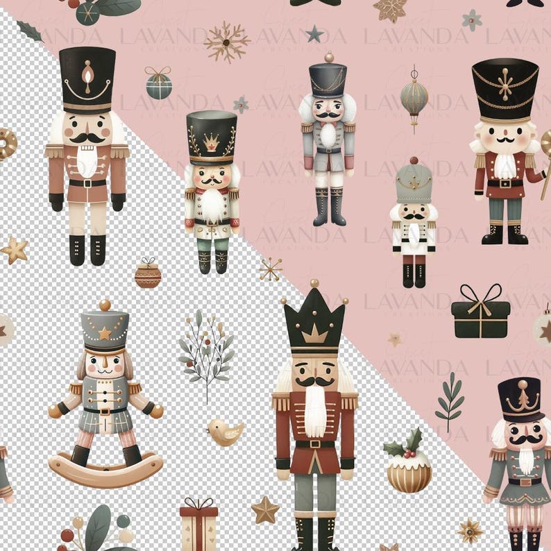 Christmas Nutcracker Seamless Pattern: Holiday Digital Paper (PNG, JPG ...