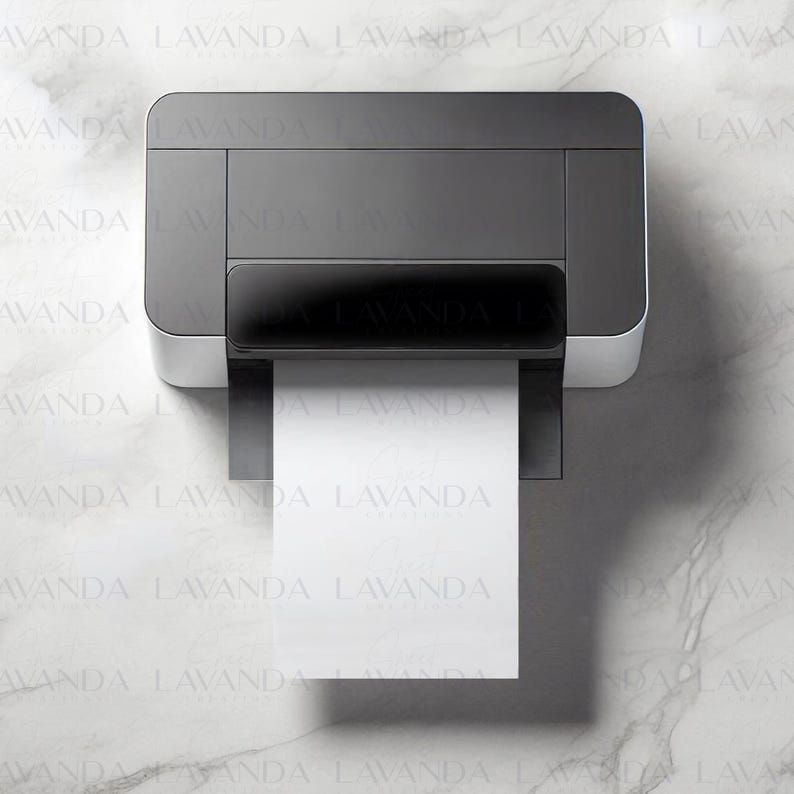 Black Printer Mockup: Realistic Desk Photo (PSD+CANVA Digital Download ...